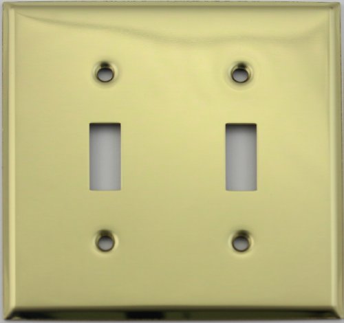 Stamped Polished Brass Two Gang Toggle Light Switch Wall Plate