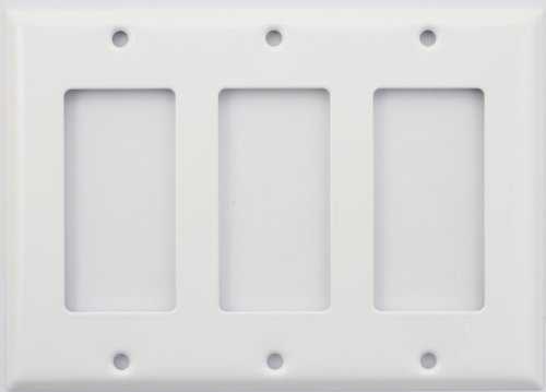 Stamped Smooth White Three Gang GFI Outlet/Rocker Light Switch Wall Plate