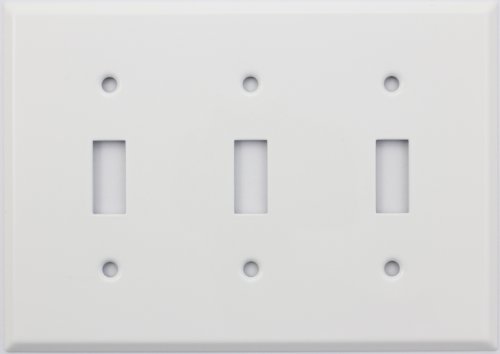 Stamped Smooth White Three Gang Toggle Light Switch Wall Plate