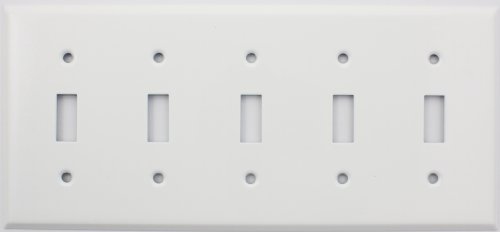Stamped Smooth White Five Gang Toggle Light Switch Wall Plate