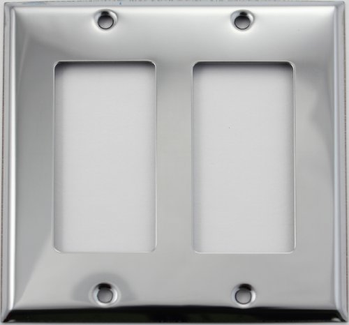 Stamped Polished Stainless Steel Two Gang GFI Outlet/Rocker Light ...