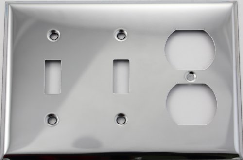 Stamped Polished Stainless Steel Three Gang Combo Wall Plate - Two ...