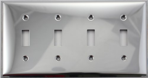 Stamped Polished Stainless Steel Four Gang Toggle Light Switch Wall Plate