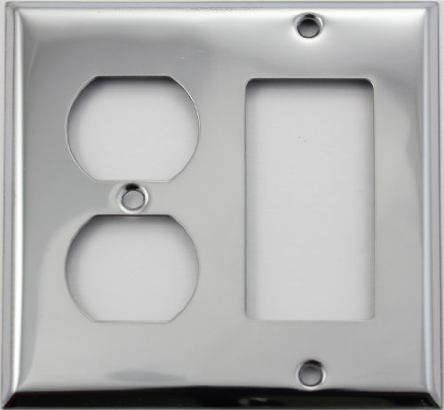 Stamped Polished Stainless Steel Two Gang Combo Wall Plate - One Duplex ...