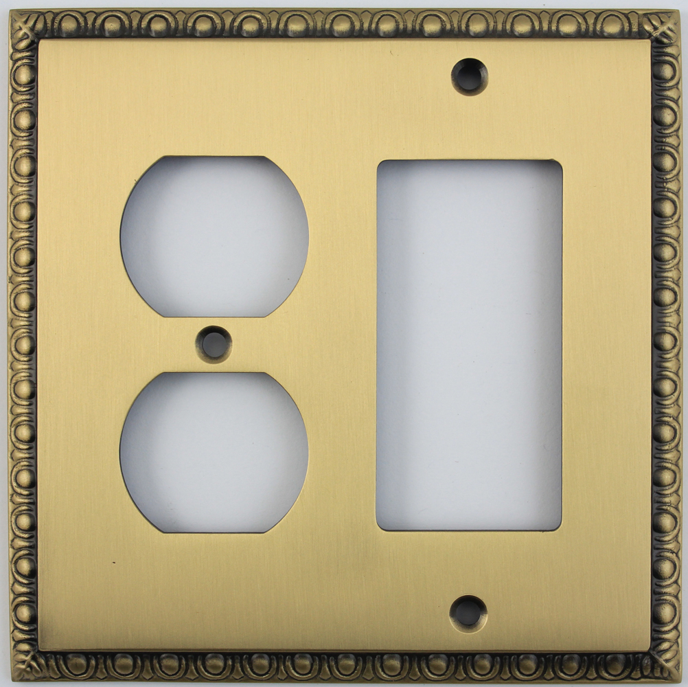 Classic Accents, Inc.: Egg & Dart Antique Brass Two Gang Combo Plate ...
