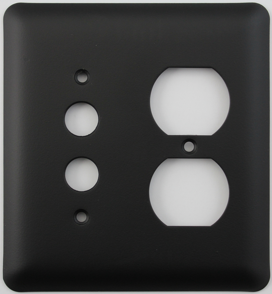Classic Accents, Inc.: Rounded Black 2 Gang Switch Plate 1 Push Button ...