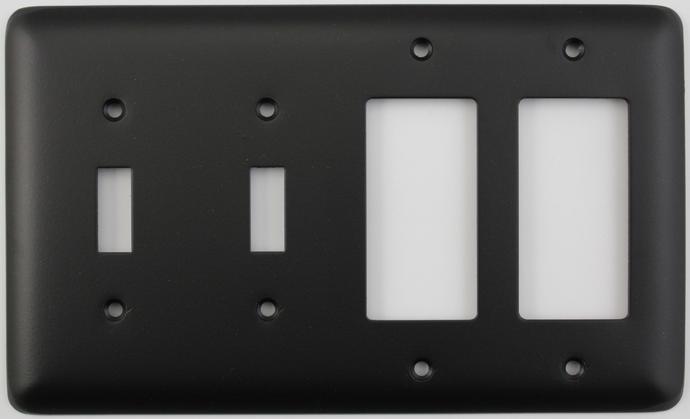 Classic Accents, Inc.: Rounded Black 4 Gang Switch Plate - 2 Toggle 2 ...