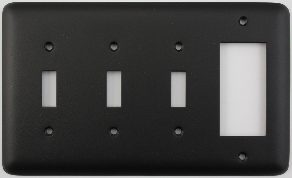 Classic Accents, Inc.: Rounded Black 4 Gang Switch Plate - 3 Toggle 1 ...