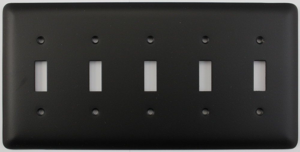 Classic Accents, Inc.: Rounded Black 5 Gang Toggle Switch Plate