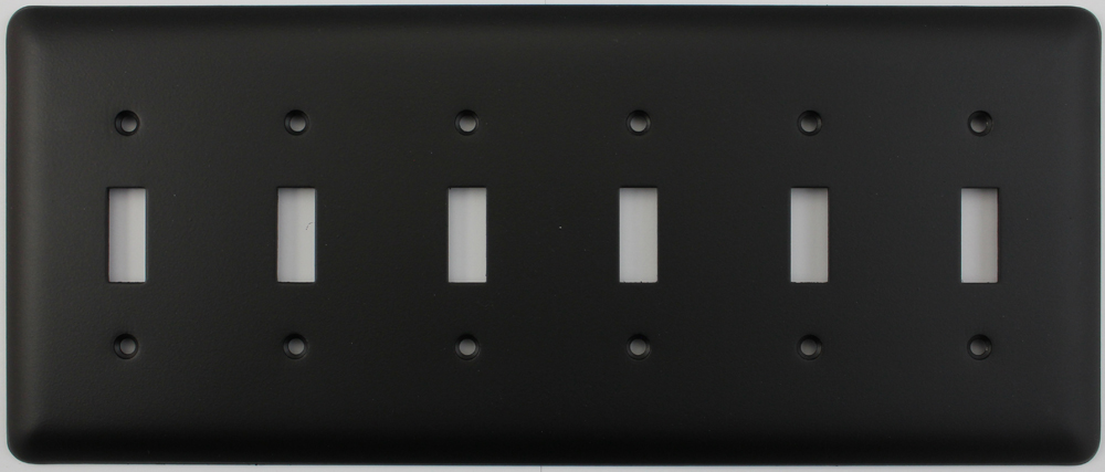Classic Accents, Inc.: Rounded Black 6 Gang Toggle Switch Plate