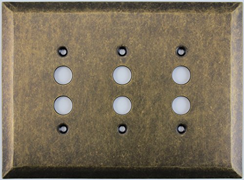 Classic Accents, Inc.: Jumbo Stamped Aged Antique Brass Three Gang Push ...