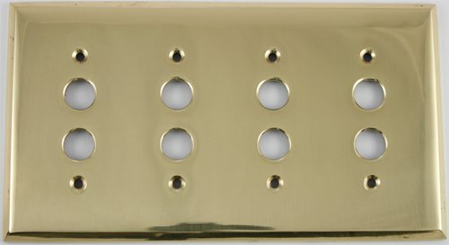Forged Polished Brass Four Gang Push Button Light Switch Wall Plate
