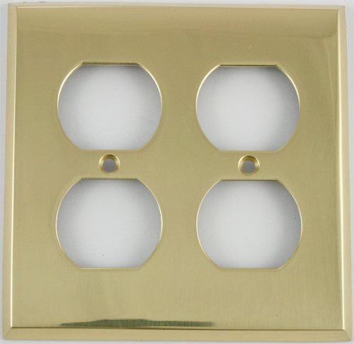 Forged Polished Brass Two Gang Duplex Outlet Wall Plate