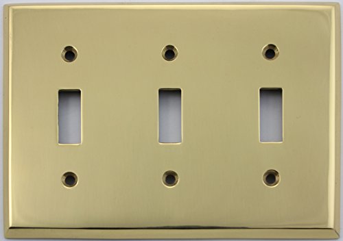 Forged Polished Brass Three Gang Toggle Light Switch Wall Plate