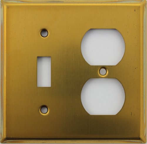 Stamped Raw Brass Two Gang Combo Wall Plate - One Toggle Light Switches ...