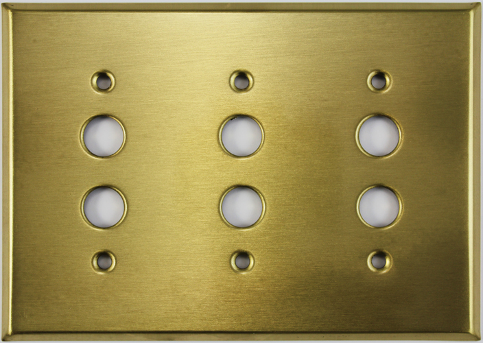 Stamped Sating Brass Three Gang Push Button Light Switch Plate