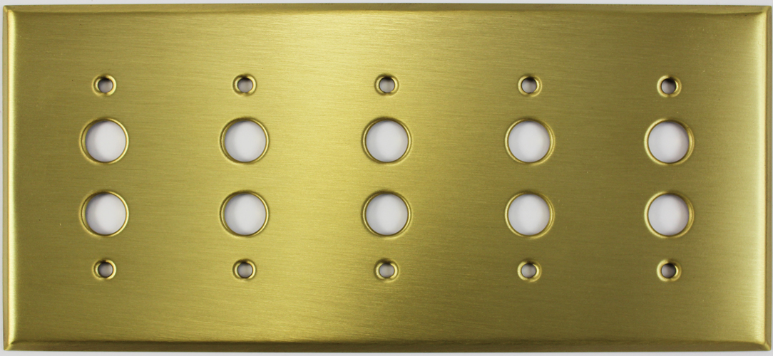 Stamped Sating Brass Five Gang Push Button Light Switch Plate