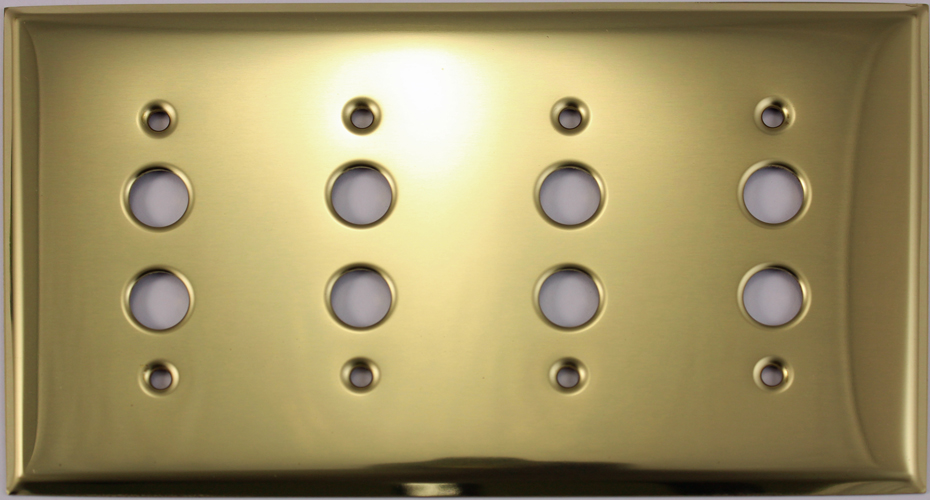 Stamped Polished Brass Four Gang Push Button Light Switch Wall Plate
