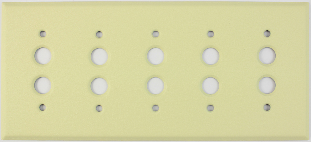 Stamped Ivory Wrinkle Five Gang Push Button Light Switch Wall Plate