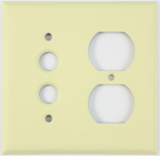 Stamped Ivory Wrinkle Two Gang Combo Wall Plate - One Push Button ...