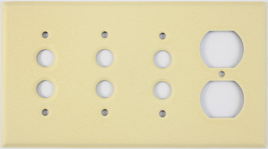Stamped Ivory Wrinkle Four Gang Combo Wall Plate - Three Push Button ...