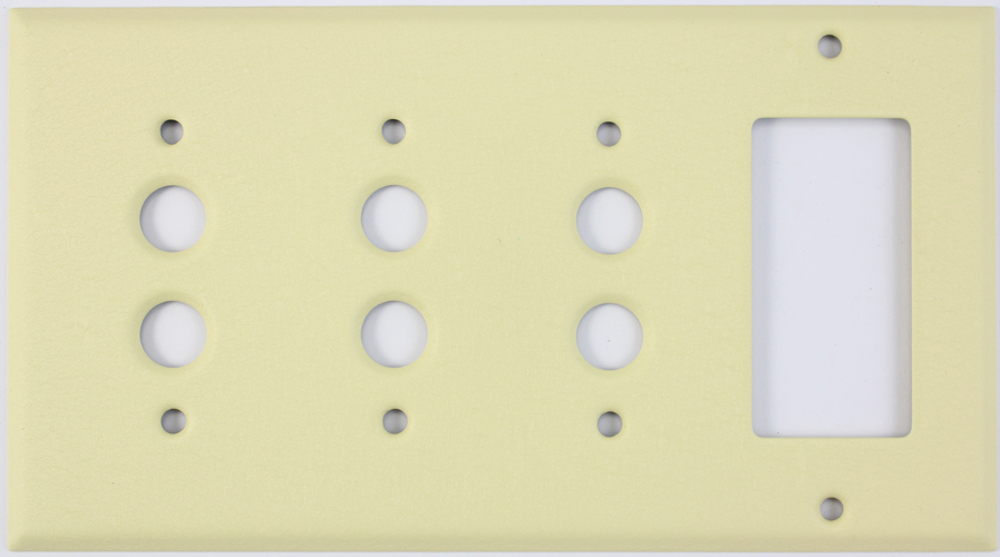 Stamped Ivory Wrinkle Four Gang Combo Wall Plate - Three Push Button ...