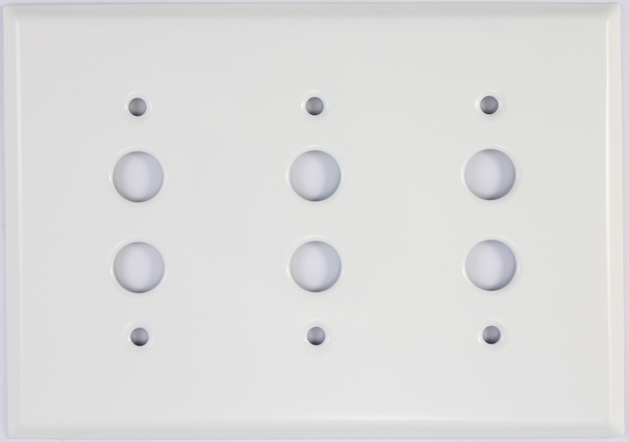 Stamped Smooth White Three Gang Push Button Light Switch Wall Plate