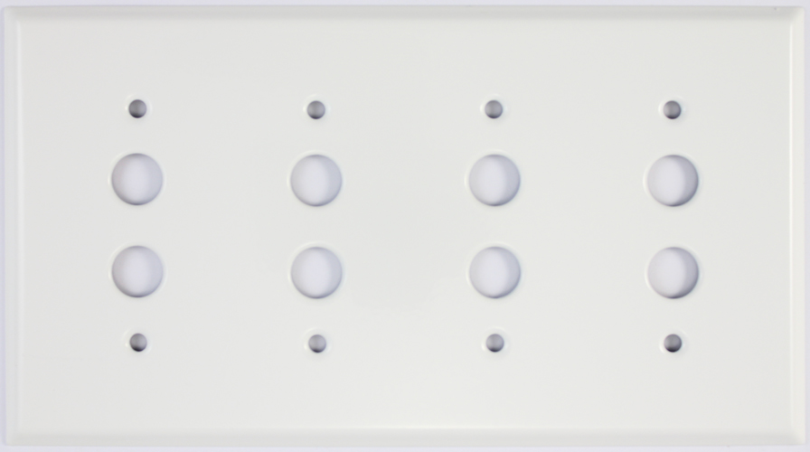 Stamped Smooth White Four Gang Push Button Light Switch Wall Plate
