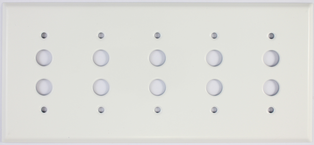 Stamped Smooth White Five Gang Push Button Light Switch Wall Plate
