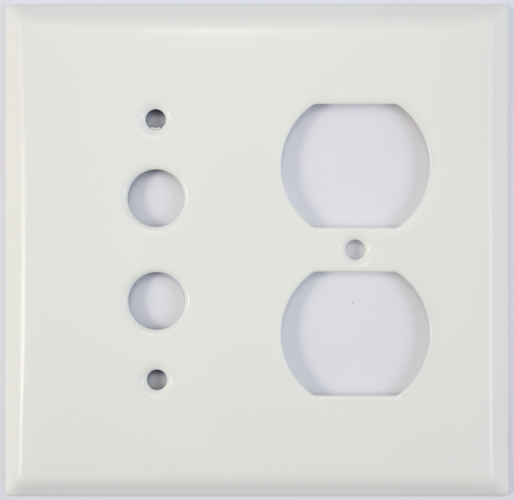 Stamped Smooth White Two Gang Combo Wall Plate - One Push Button Light ...