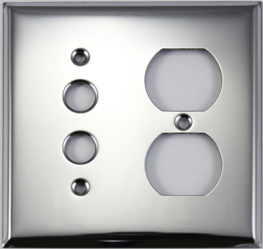 Stamped Polished Stainless Steel Two Gang Combo Wall Plate - One Push ...