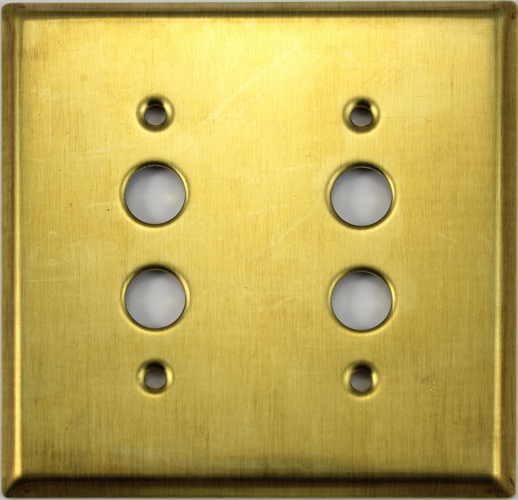 Stamped Raw Brass Two Gang Push Button Light Switch Wall Plate