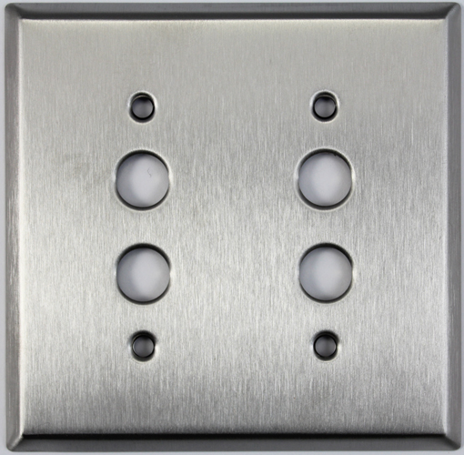 Stamped Satin Stainless Steel Two Gang Push Button Light Switch Wall Plate