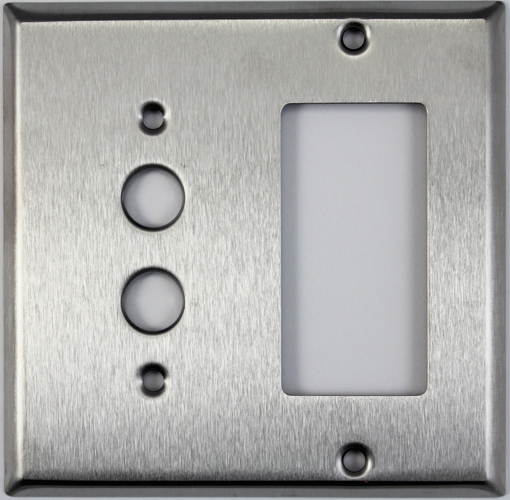 Stamped Satin Stainless Steel Two Gang Combo Wall Plate - One Push ...